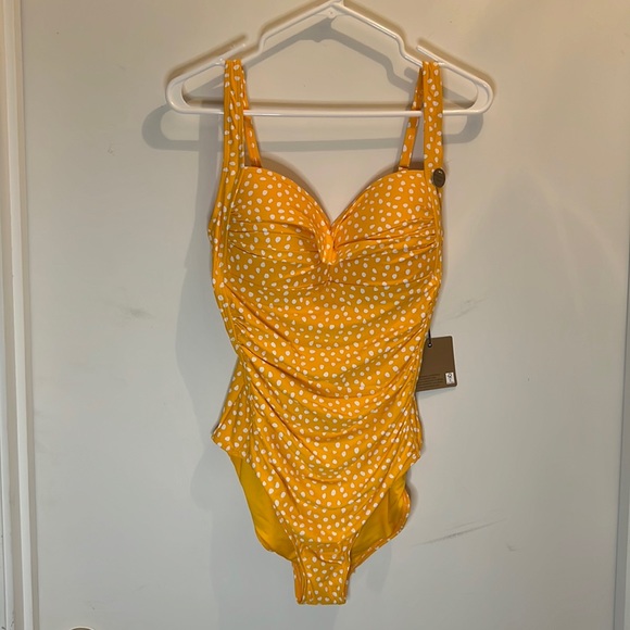 Nip Tuck | Swim | Nwt Niptuck Yellow Wwhite Polka Dots Onepiece Bathing ...